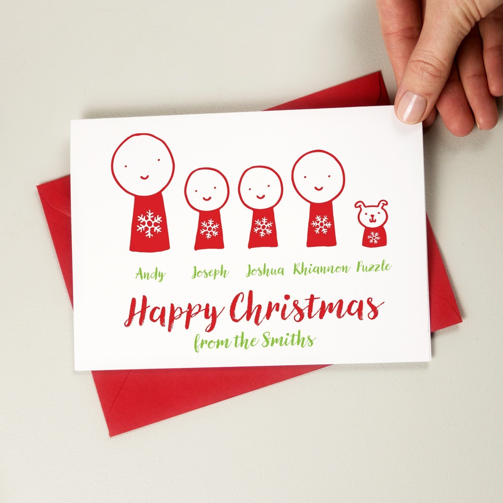 Personalised Family Christmas Card - Cartoon Family Card for Christmas.