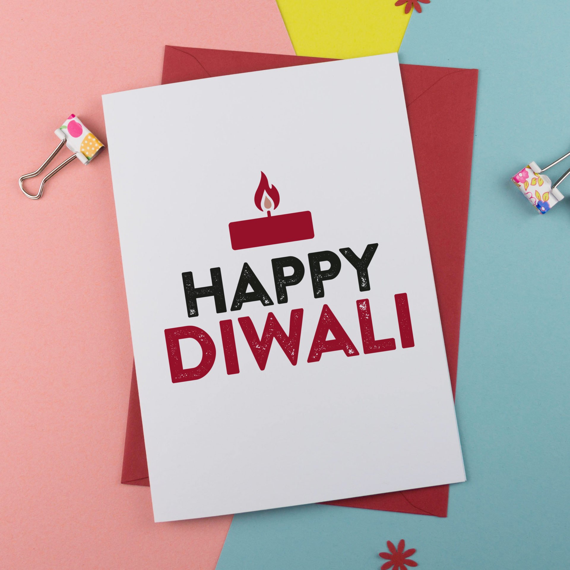 Happy Diwali Flame Card - Diwali Greeting Card - Diwali Card