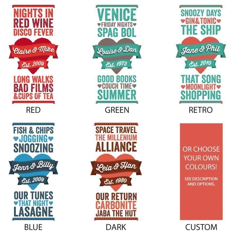 Things We Love' Print - Personalise with names, a date & things you love