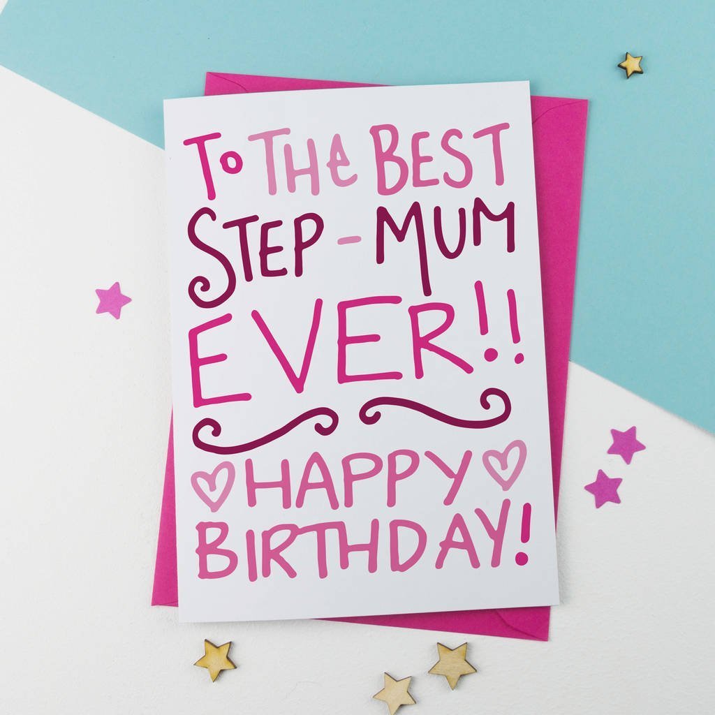 Best Step Mum Ever Handdrawn Birthday Card Step Mum Birthday Card