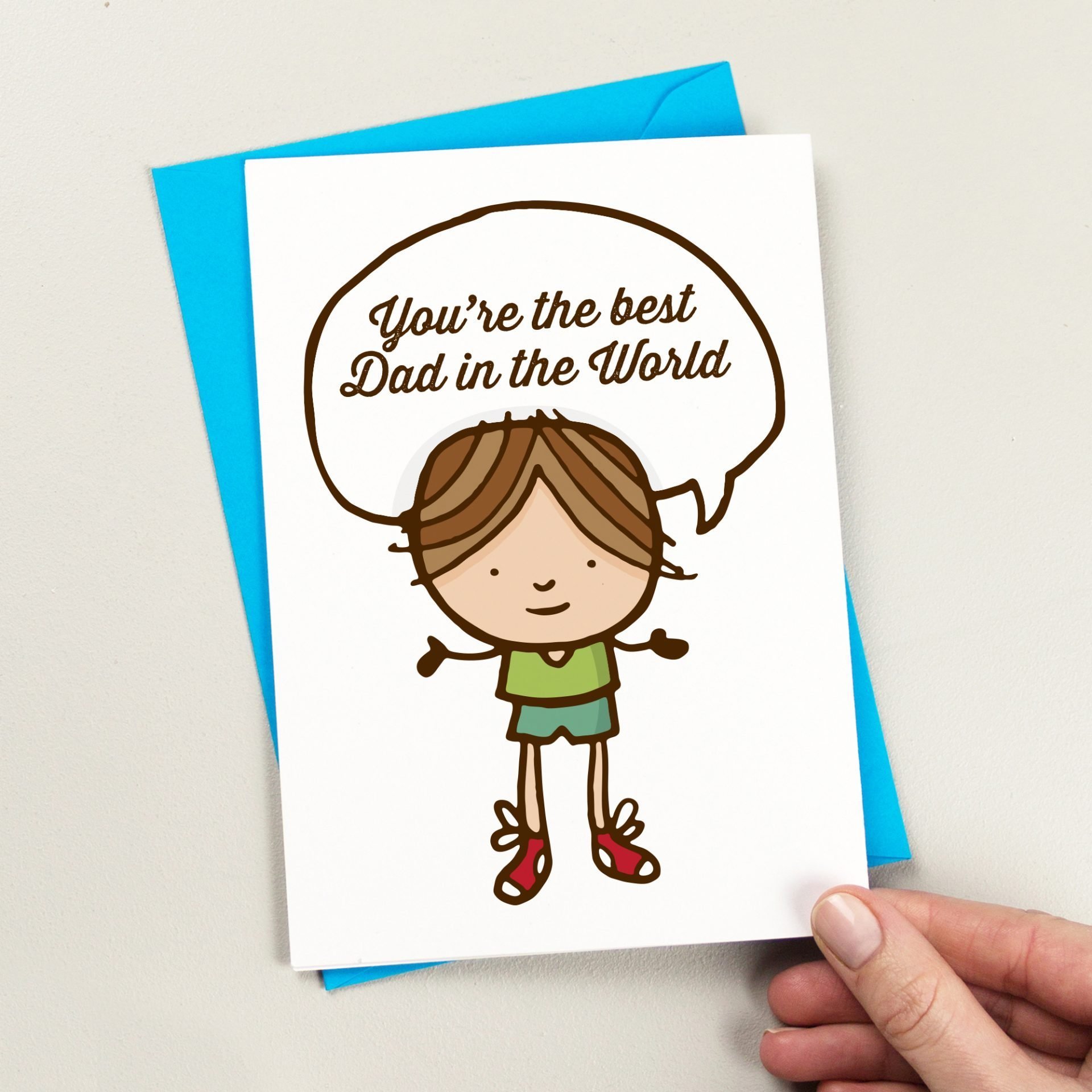 Illustrated "Best Dad in the World" Card - Father's Day Card - All Purpose