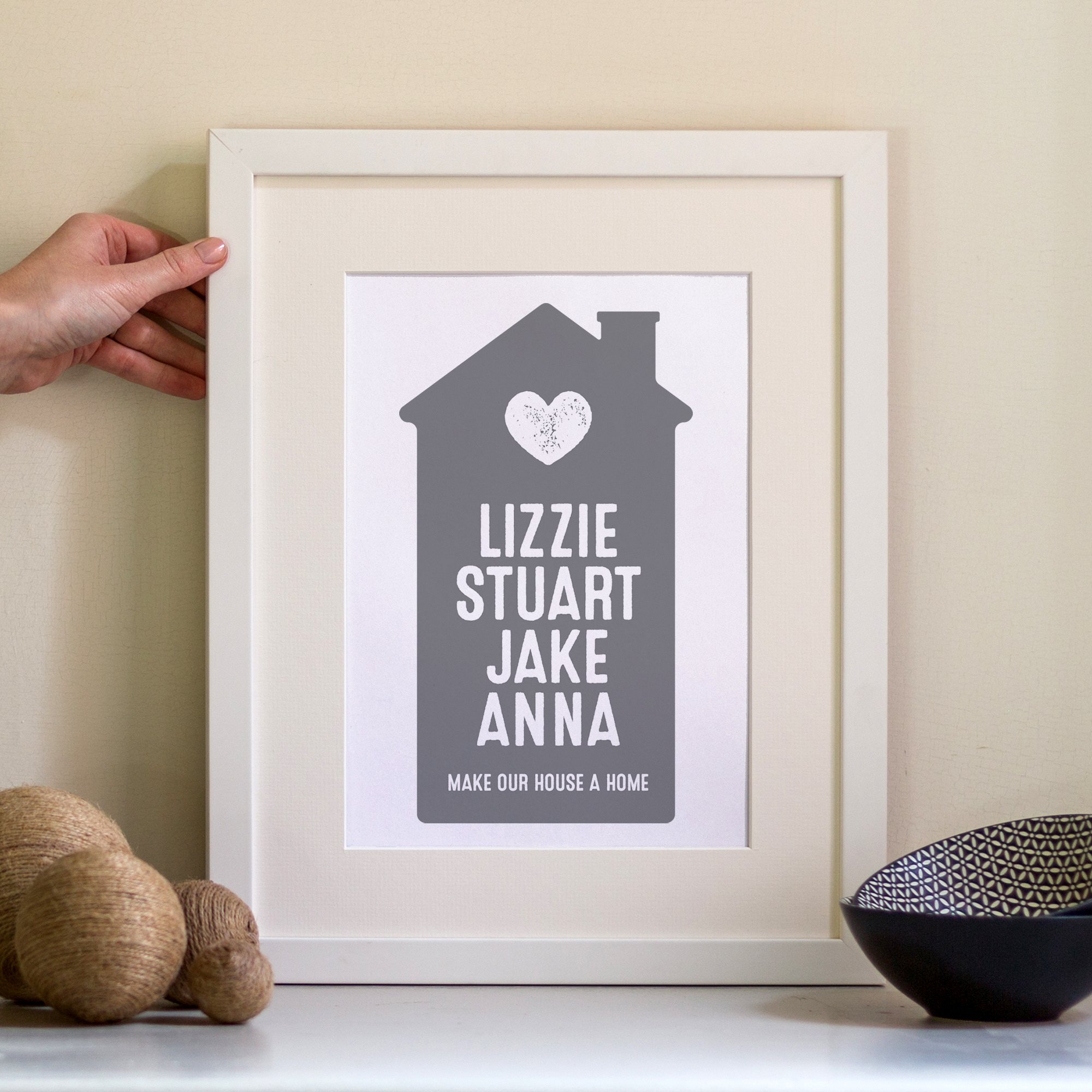 Personalised Family House print - personalise this print with family names.