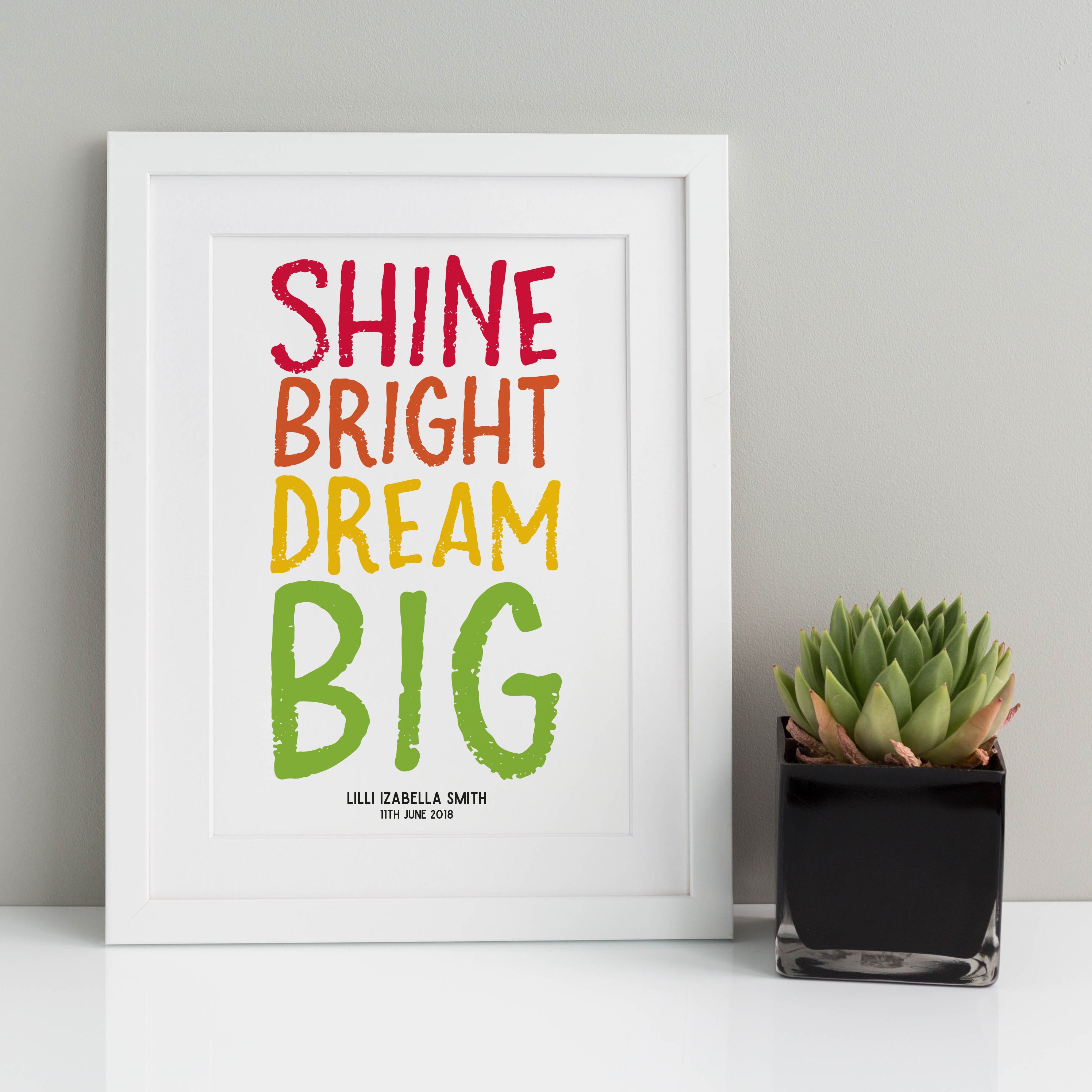 Shine bright dream big personalised print - A is for Alphabet