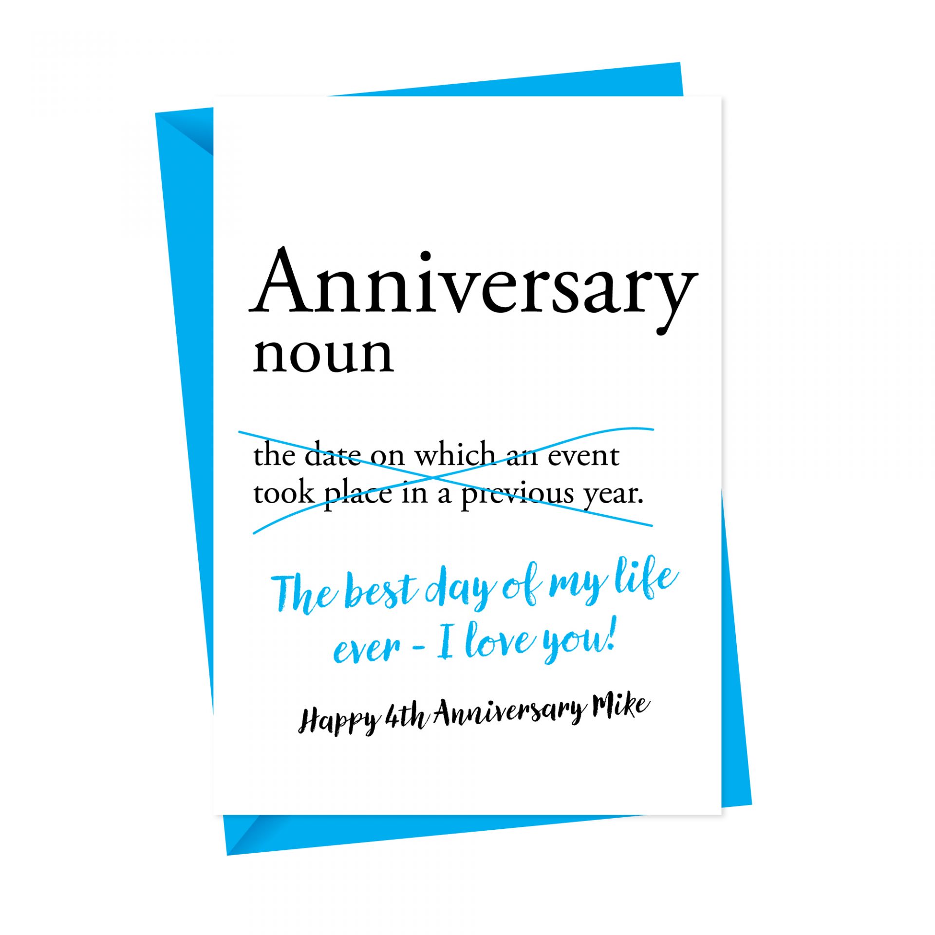 Anniversary Dictionary Definition Personalised Card - A is for Alphabet