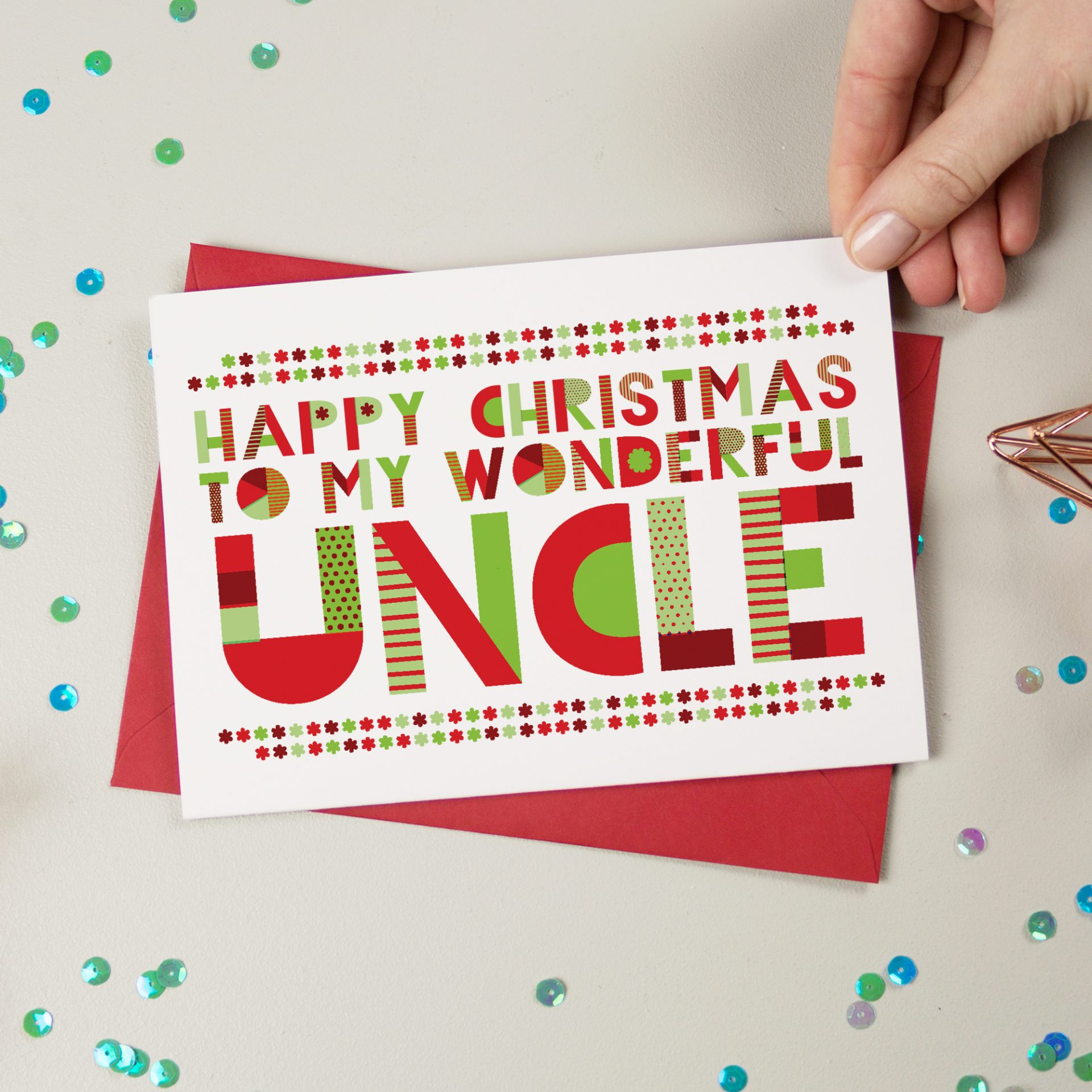 Wonderful Uncle Christmas Card - Christmas Card - A is for Alphabet