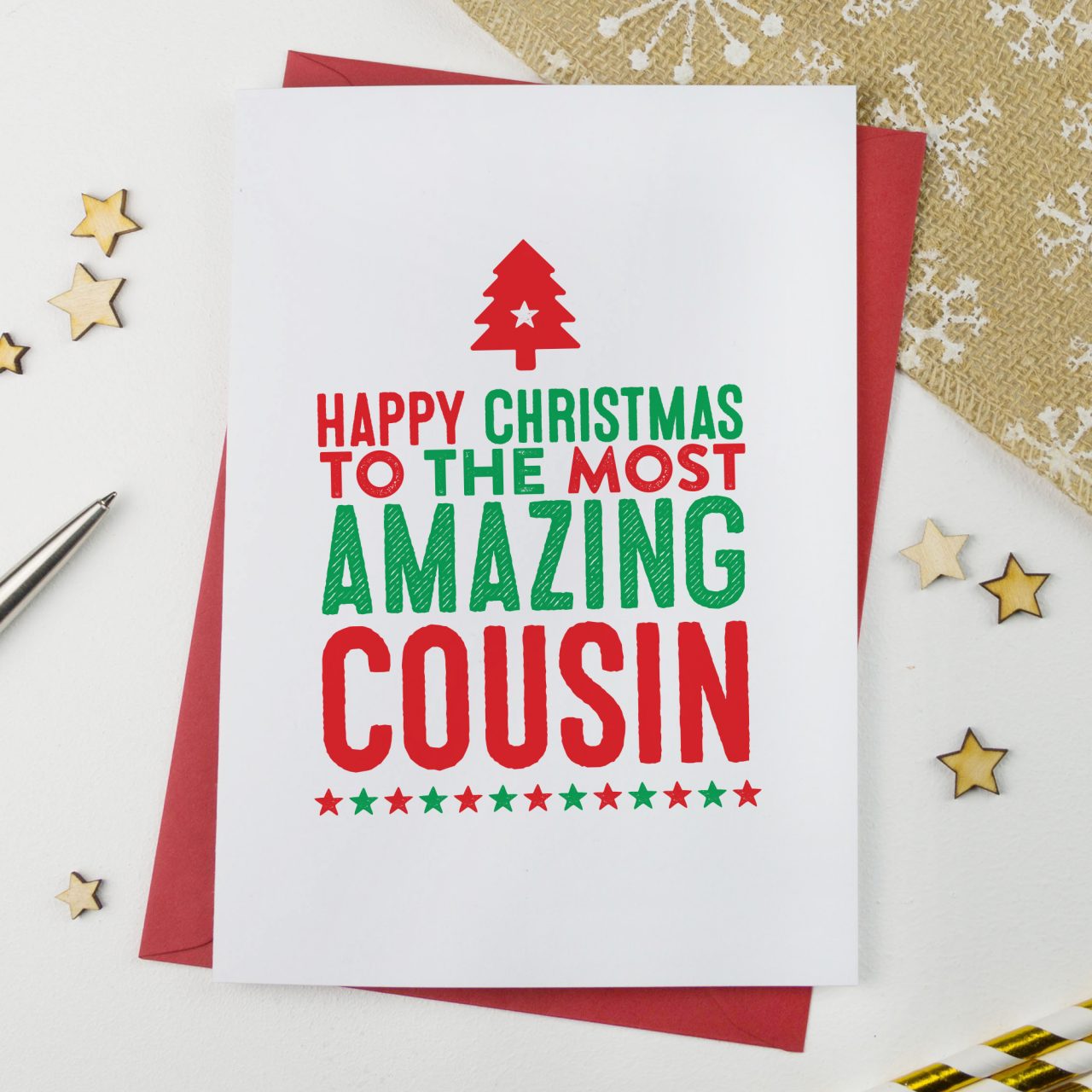 Amazing Cousin Christmas Card - A is for Alphabet