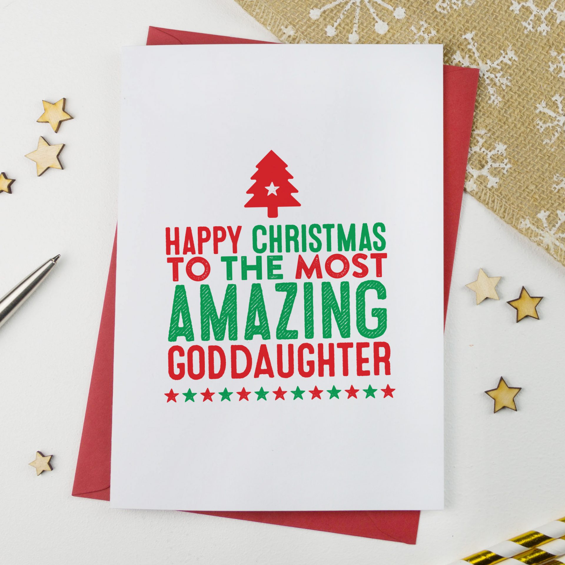 Amazing Goddaughter Christmas Card - A is for Alphabet