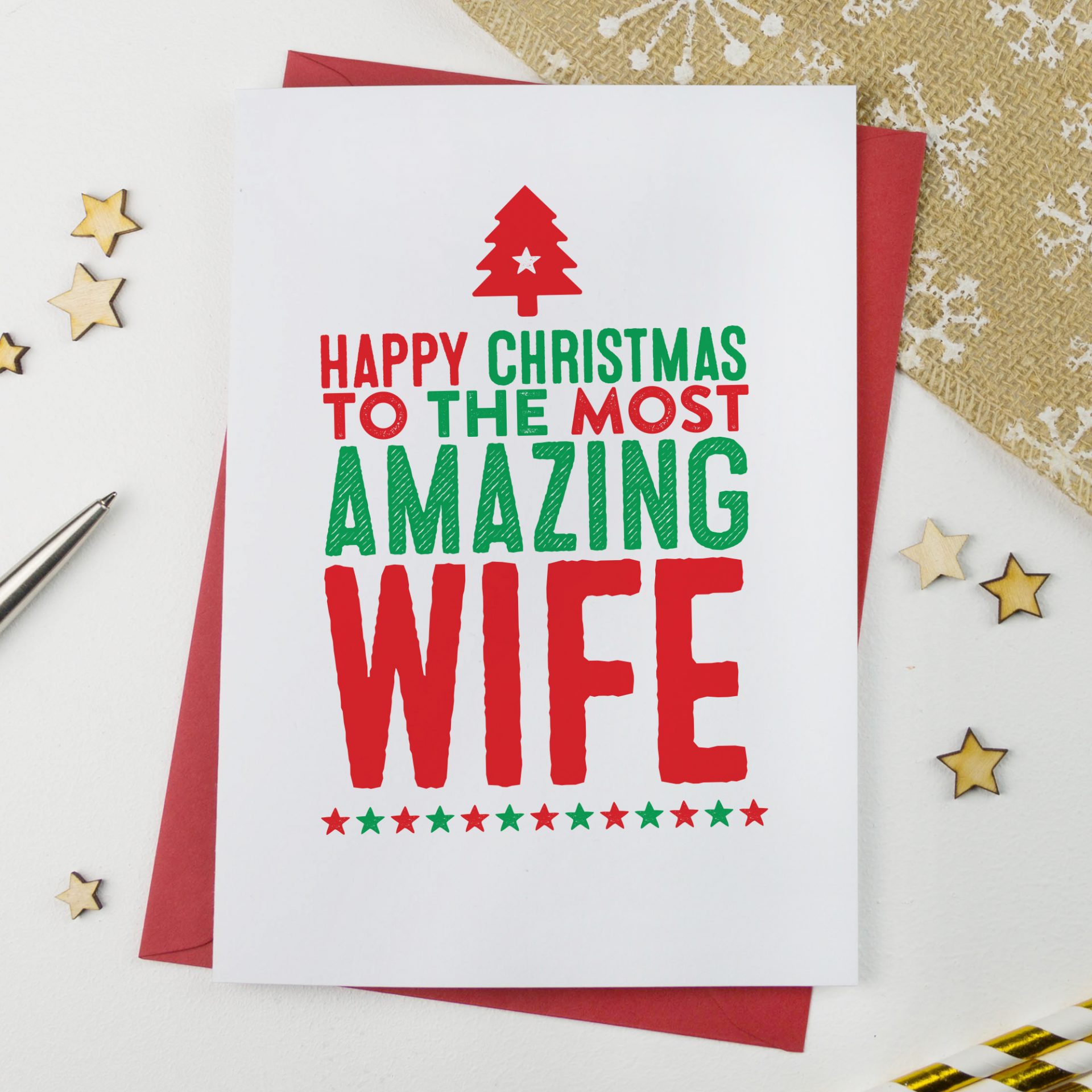 Amazing Wife Christmas Card - Christmas Card - A is for Alphabet