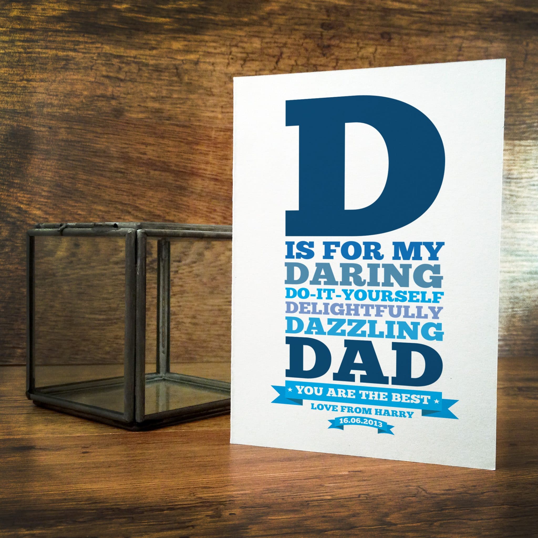 Personalised D Is For Daddy Or Dad Card - A is for Alphabet - Father's Day