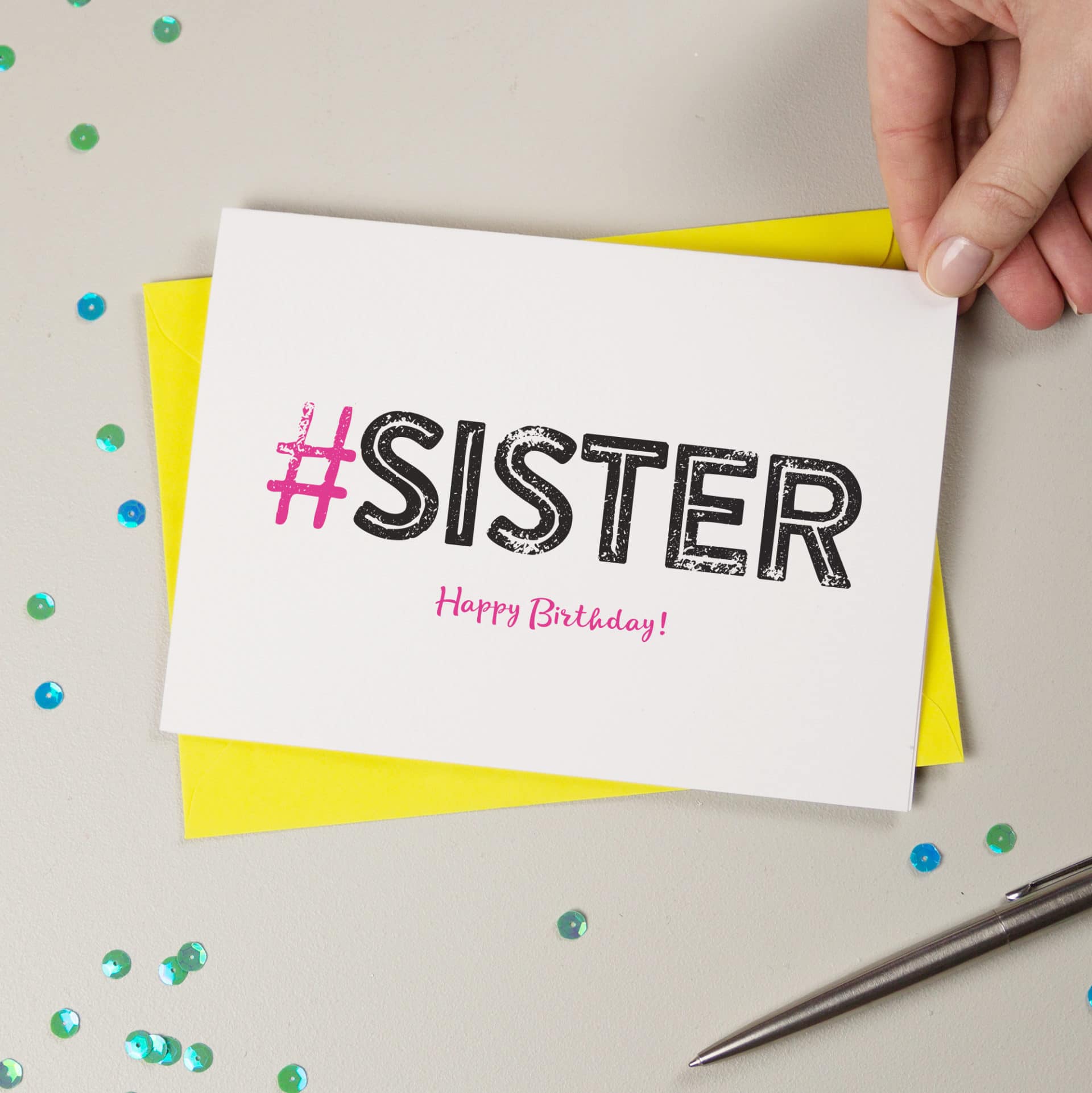 Hashtag Sister Birthday Card- A is for Alphabet- Birthday Card