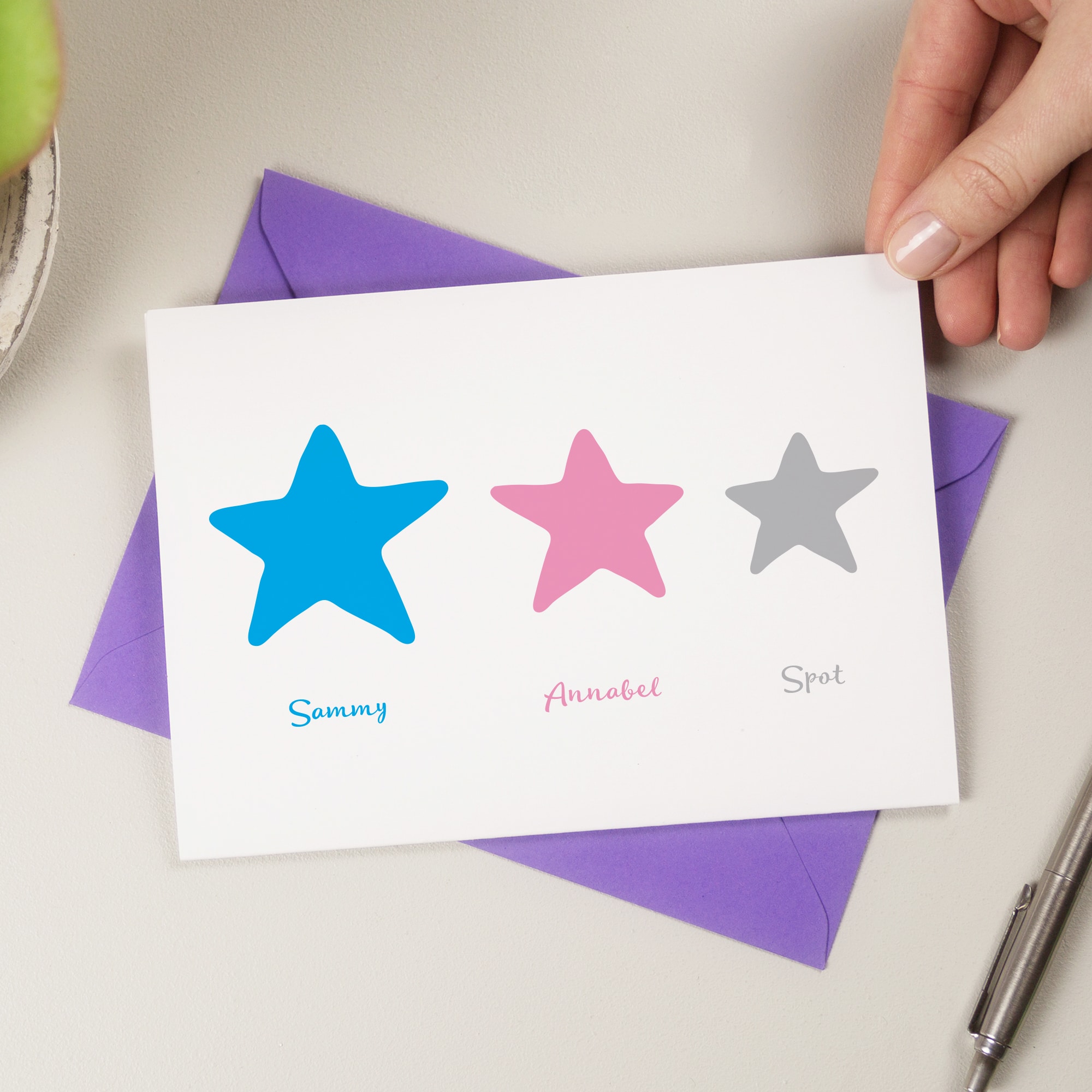 Family Stars Card - Family greeting card design with stars & family names.