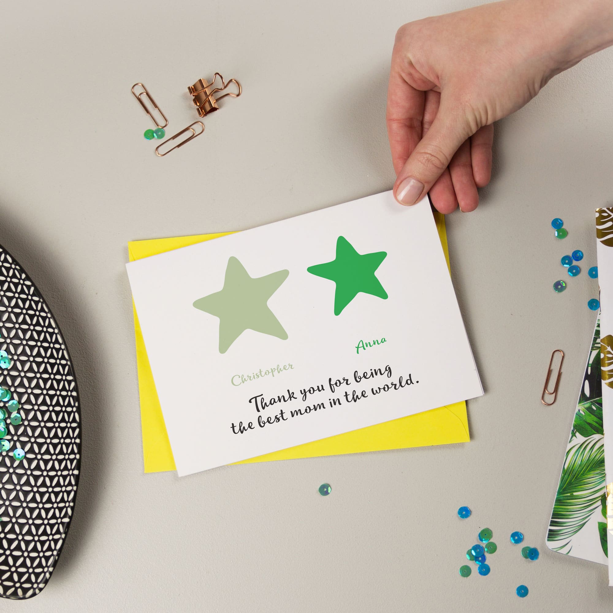 Family Stars Card - Family greeting card design with stars & family names.