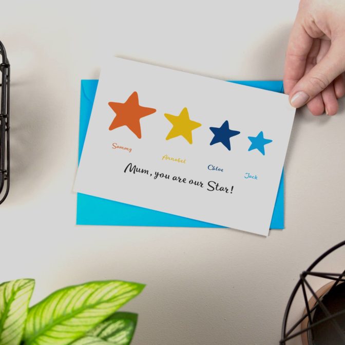 Family Stars Card - Family greeting card design with stars & family names.